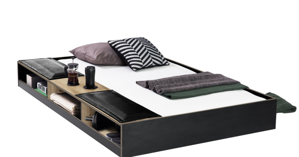 Pat suplimentar cu raft (90x190cm) BLACK | Kidshome | Because you`re ...