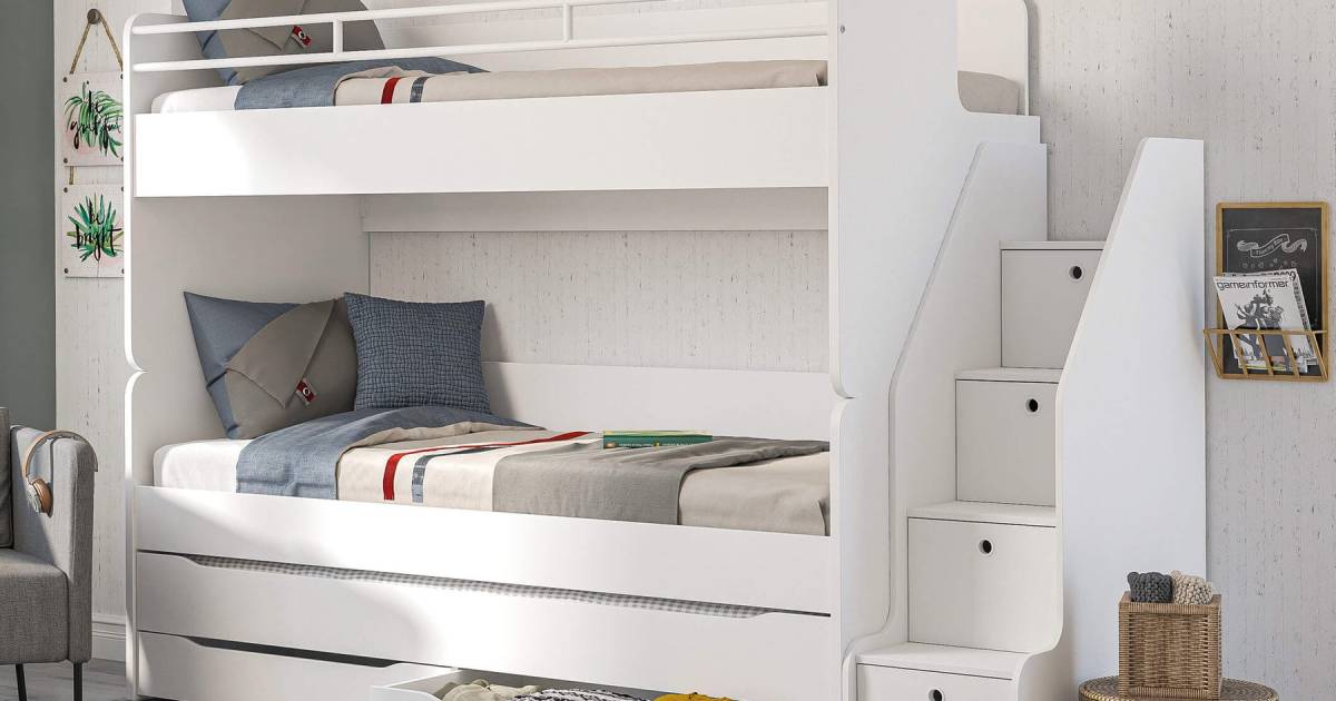 Pat supraetajat alb (90x200cm) STUDIO WHITE | Kidshome | Because you`re ...